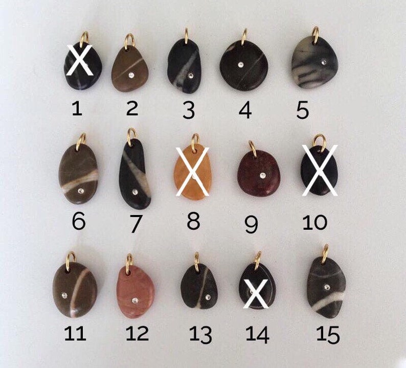 Natural pebble charms. Diamond gold charms for necklaces. | Etsy