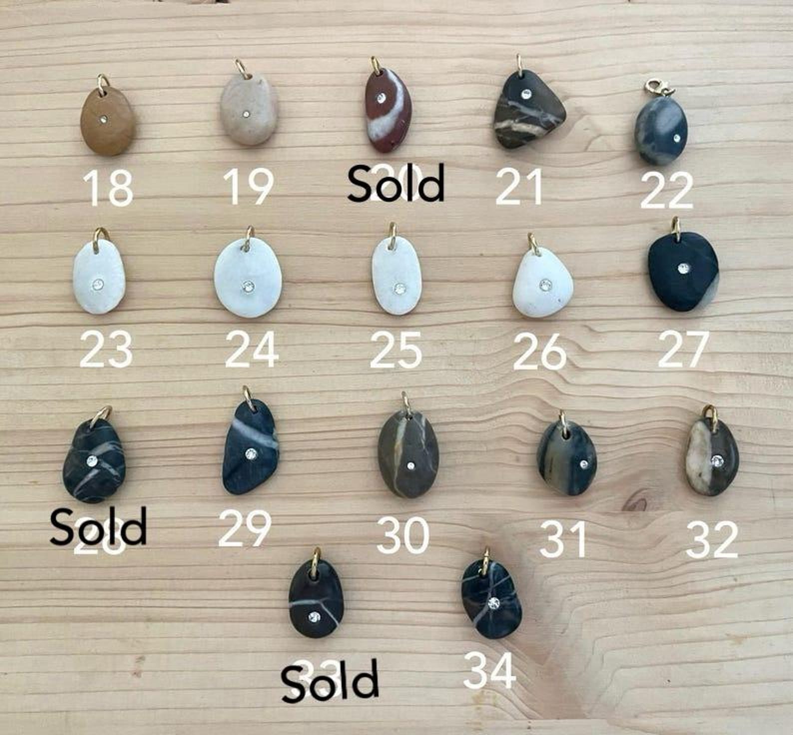 Natural Pebble Charms. Diamond Gold Charms for Necklaces or Bracelets ...