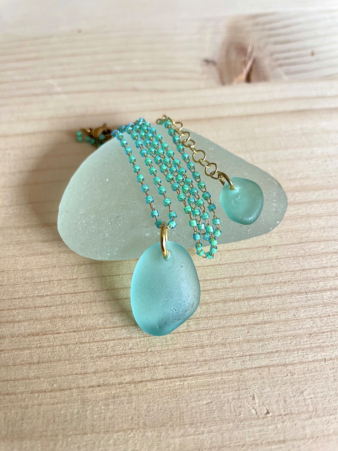 Aqua Blue Sea Glass Pendant. Sea Glass Necklace. Aqua Beach Glass ...