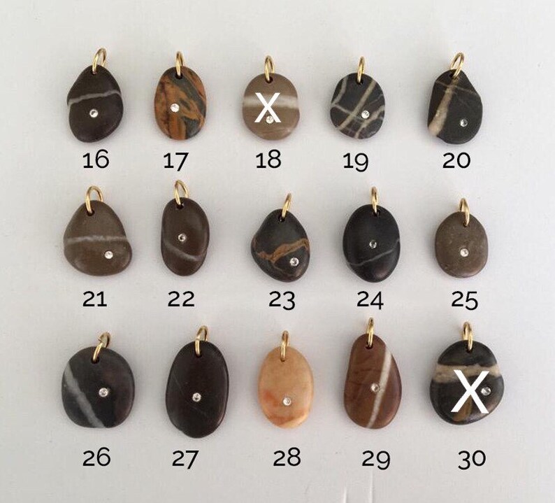 Natural pebble charms. Diamond gold charms for necklaces. | Etsy