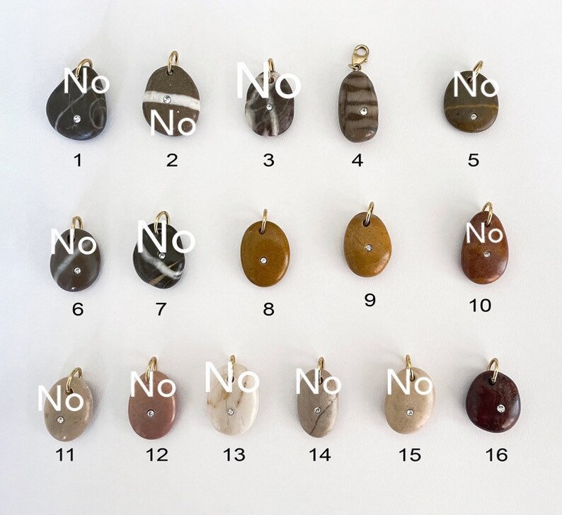 Natural Pebble Charms. Diamond Gold Charms for Necklaces. - Etsy