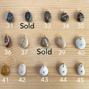 Natural Pebble Charms. Diamond Gold Charms for Necklaces or Bracelets ...