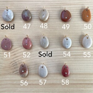 Natural Pebble Charms. Diamond Gold Charms for Necklaces. Beach Stones ...