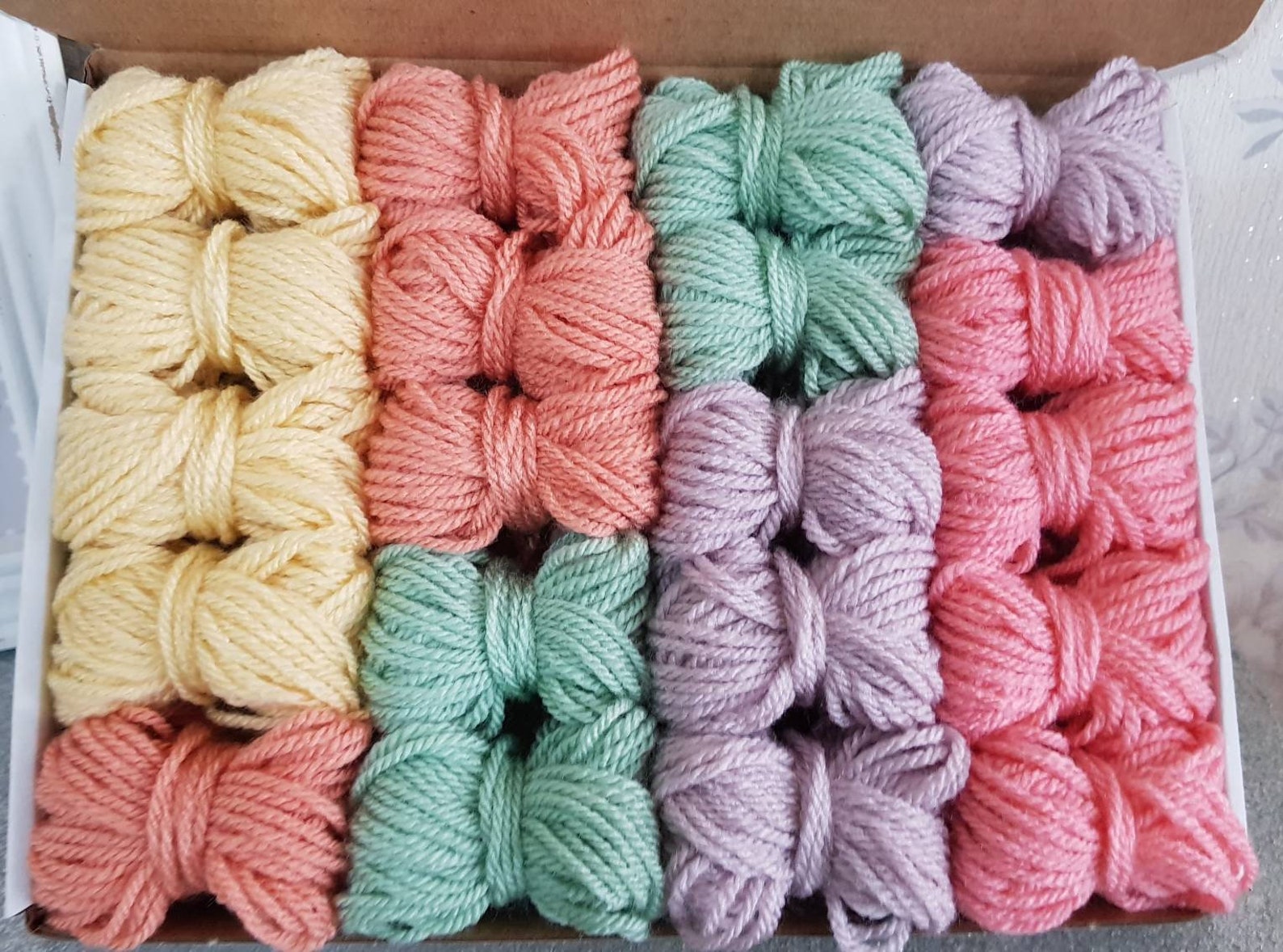 Rainbow pastel yarn wool bundle vintage rose skeins bundle | Etsy