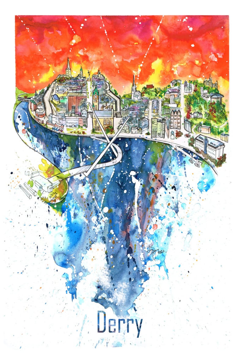 Derry, Watercolour Fine Art Print - Etsy UK