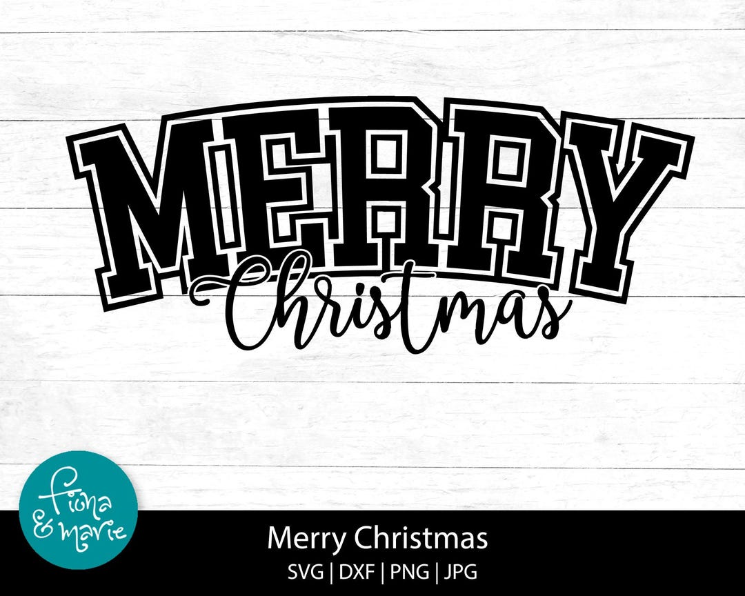 Merry Christmas Block Letters SVG Cut File: Holiday Design (digital ...