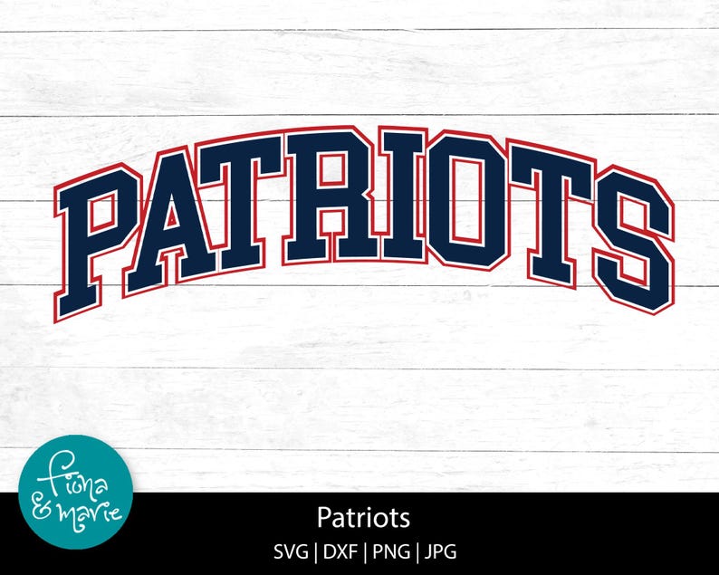 Patriots Mascot SVG PNG: Arched Varsity Letters, Football Design ...