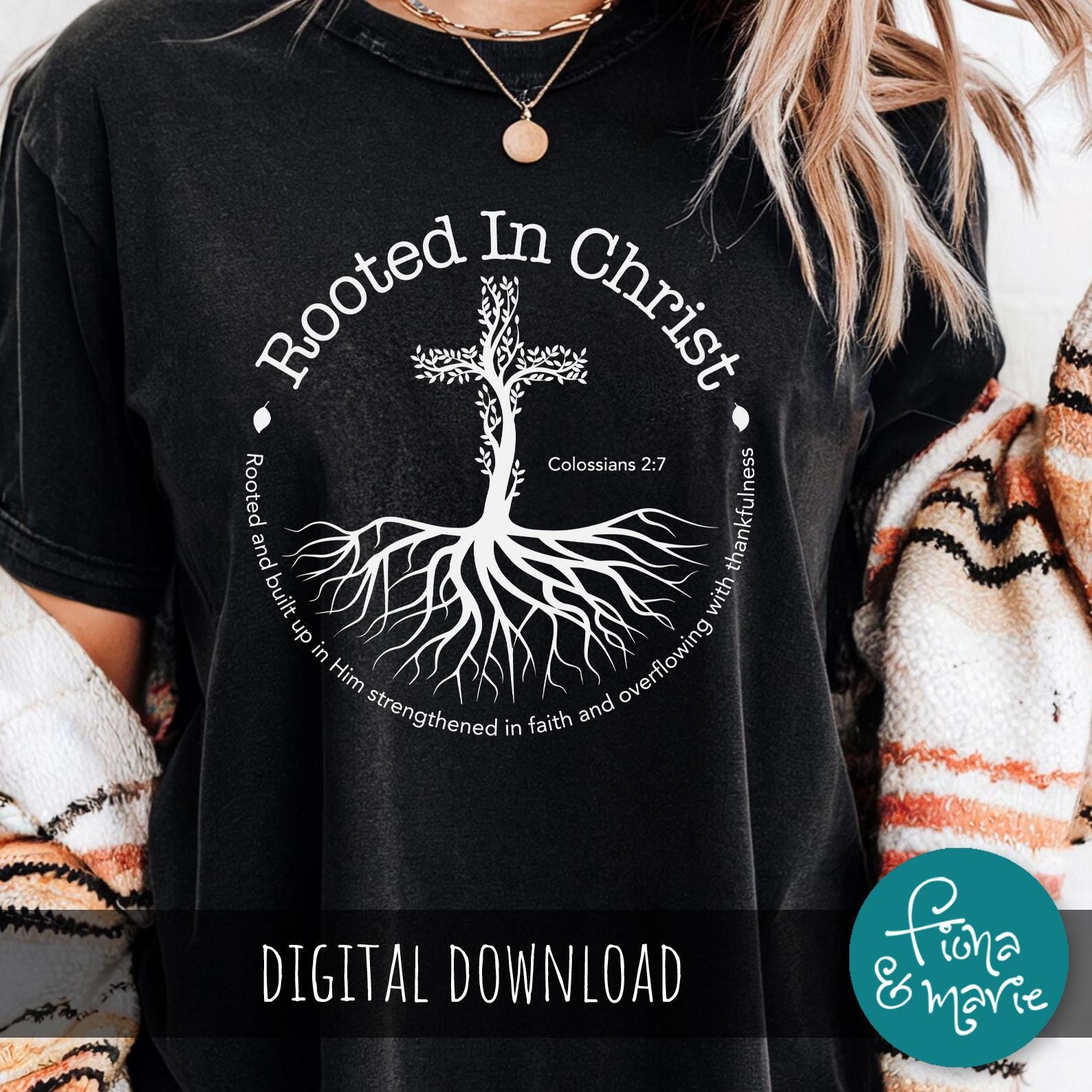 Rooted in Christ SVG, Christian Bible Verse PNG, Colossians 2:7 ...