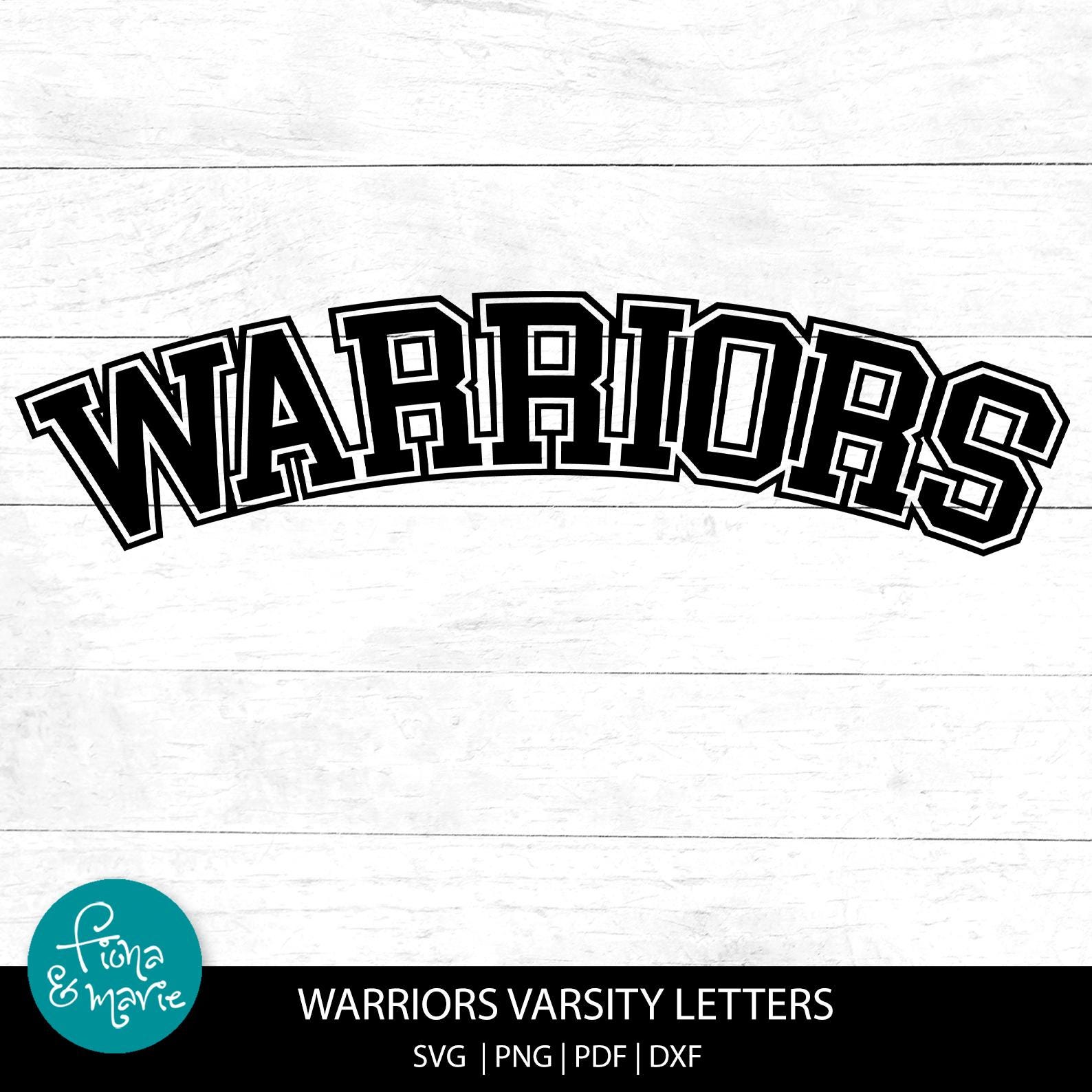 Warriors Mascot Arched Varsity Letters - SVG PNG Cut Files (digital ...