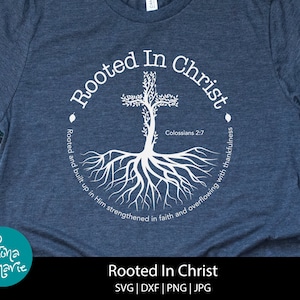 Rooted in Christ, Bible Verse Svg, Christian Svg, Colossians 2:7, Svg ...