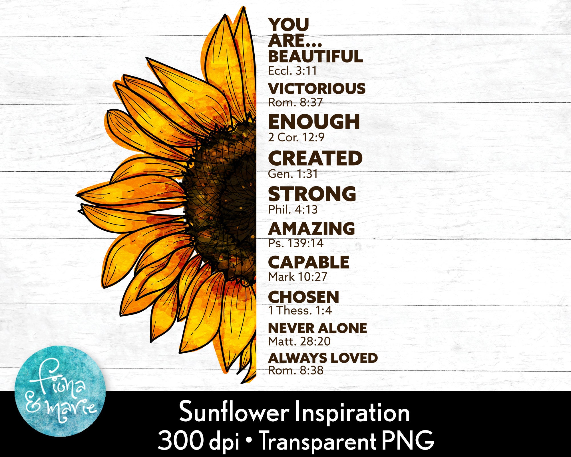 Sunflower Inspiration png Christian PNG Bible Verse PNG | Etsy