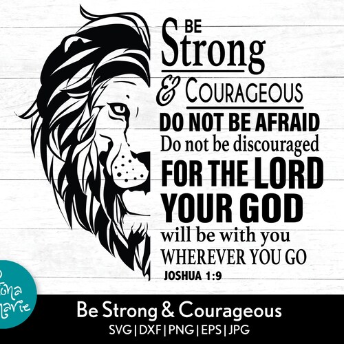 Lions Head Be Strong and Courageous Joshua 1:9 Png Christian - Etsy
