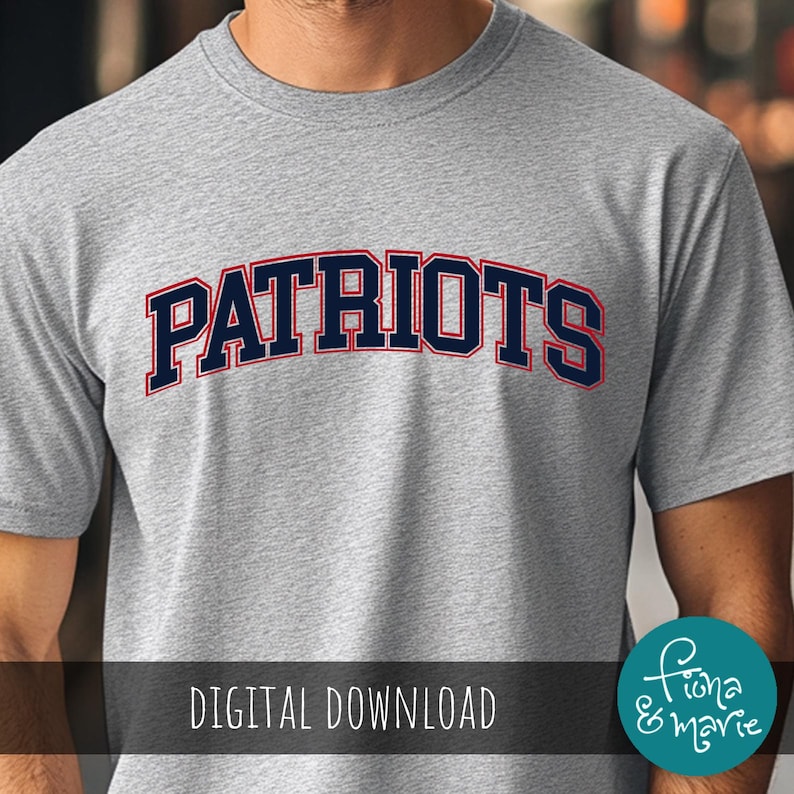Patriots Mascot SVG PNG: Arched Varsity Letters, Football Design ...