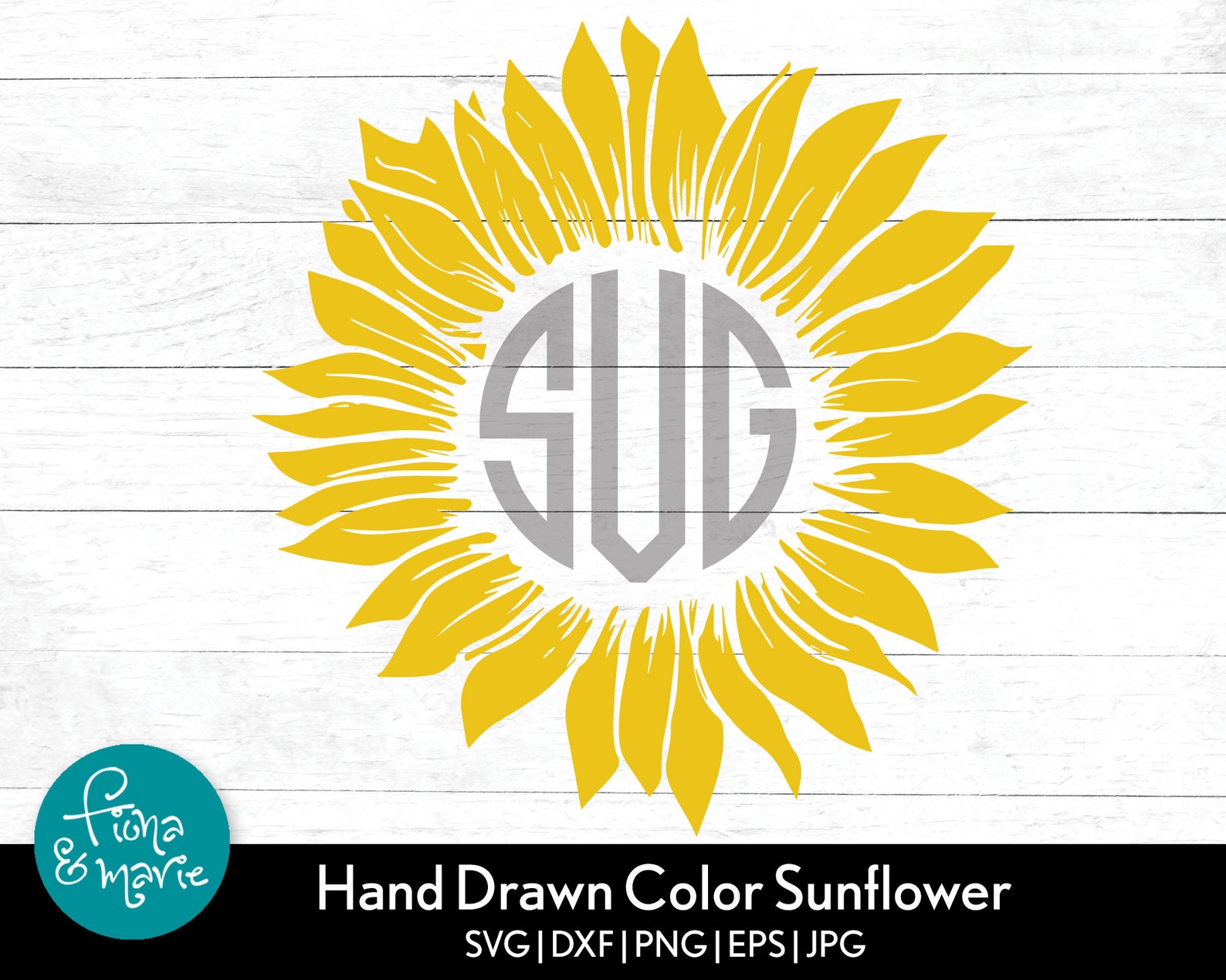 Sunflower Monogram Svg Sunflower Svg Color Svg Svg Png | Etsy