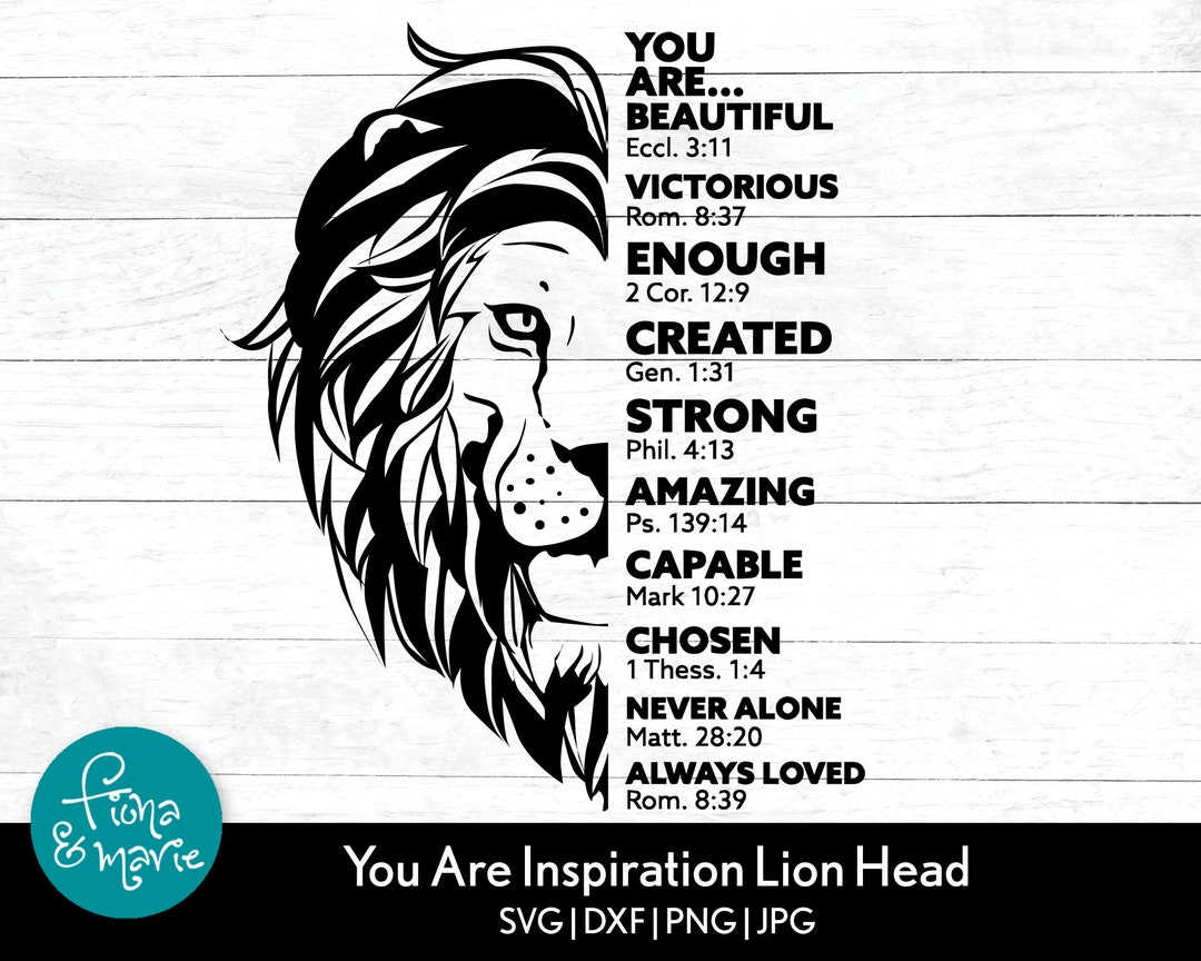 Lion Head Christian SVG, Christian PNG, Bible Verse, Inspirational Art ...