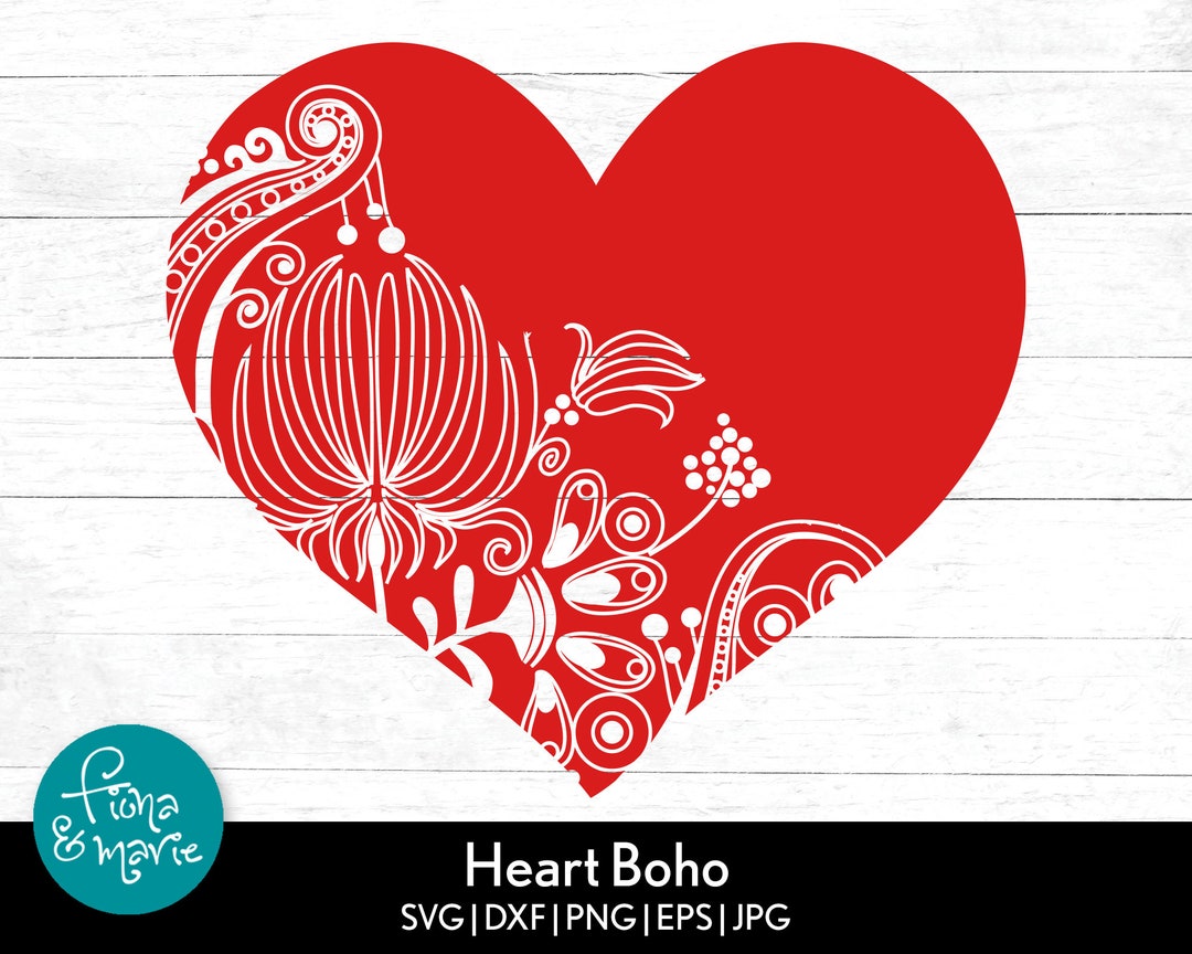 Heart Boho, Svg, Dxf, Eps, Jpg, Png, Cut File SVG, Cricut, Silhouette ...