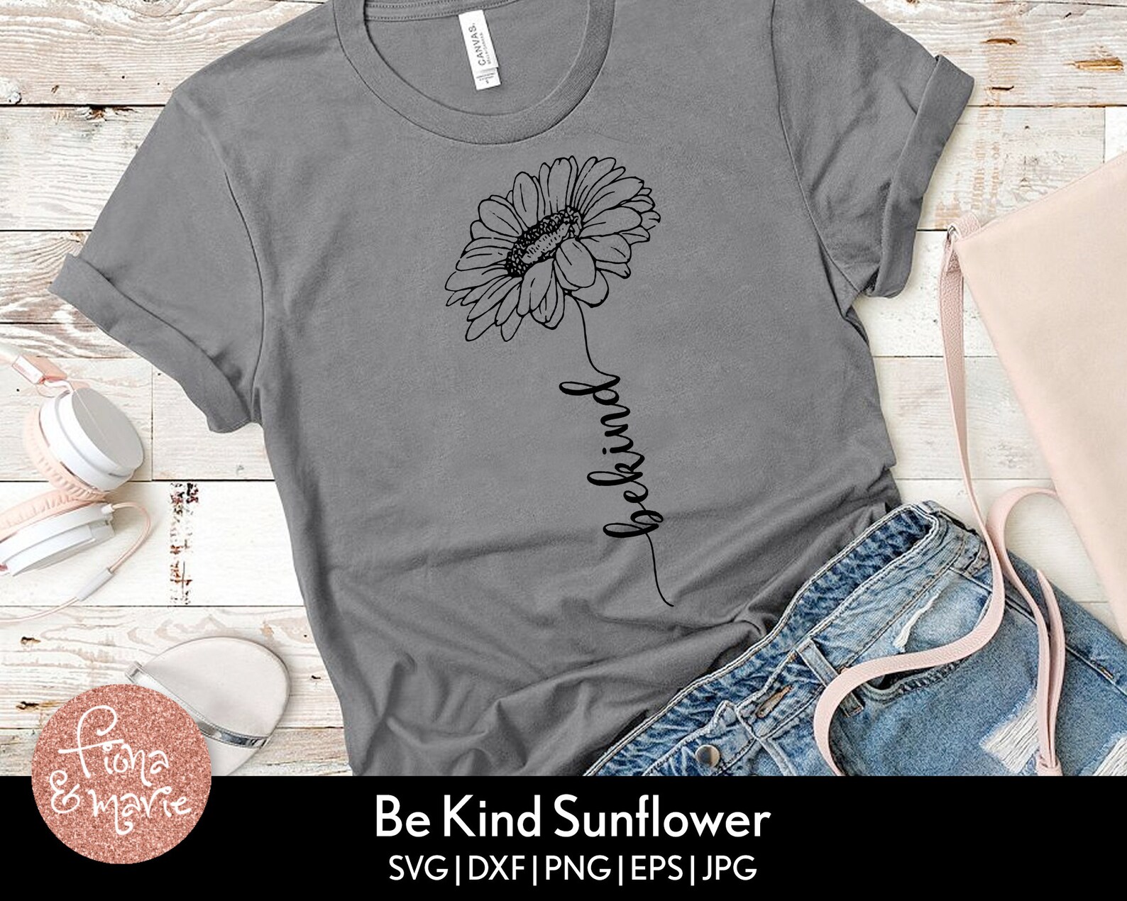 Be Kind Cursive Type Sunflower Svg Inspirational Svg Dxf - Etsy