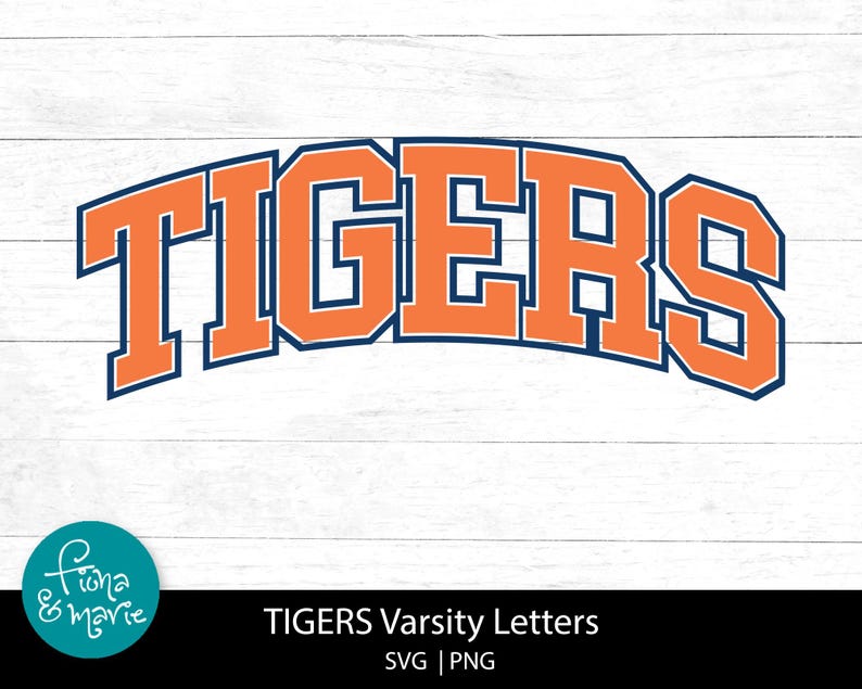 Tigers Arched Varsity Letters: SVG, PNG, PDF Files (digital Download ...