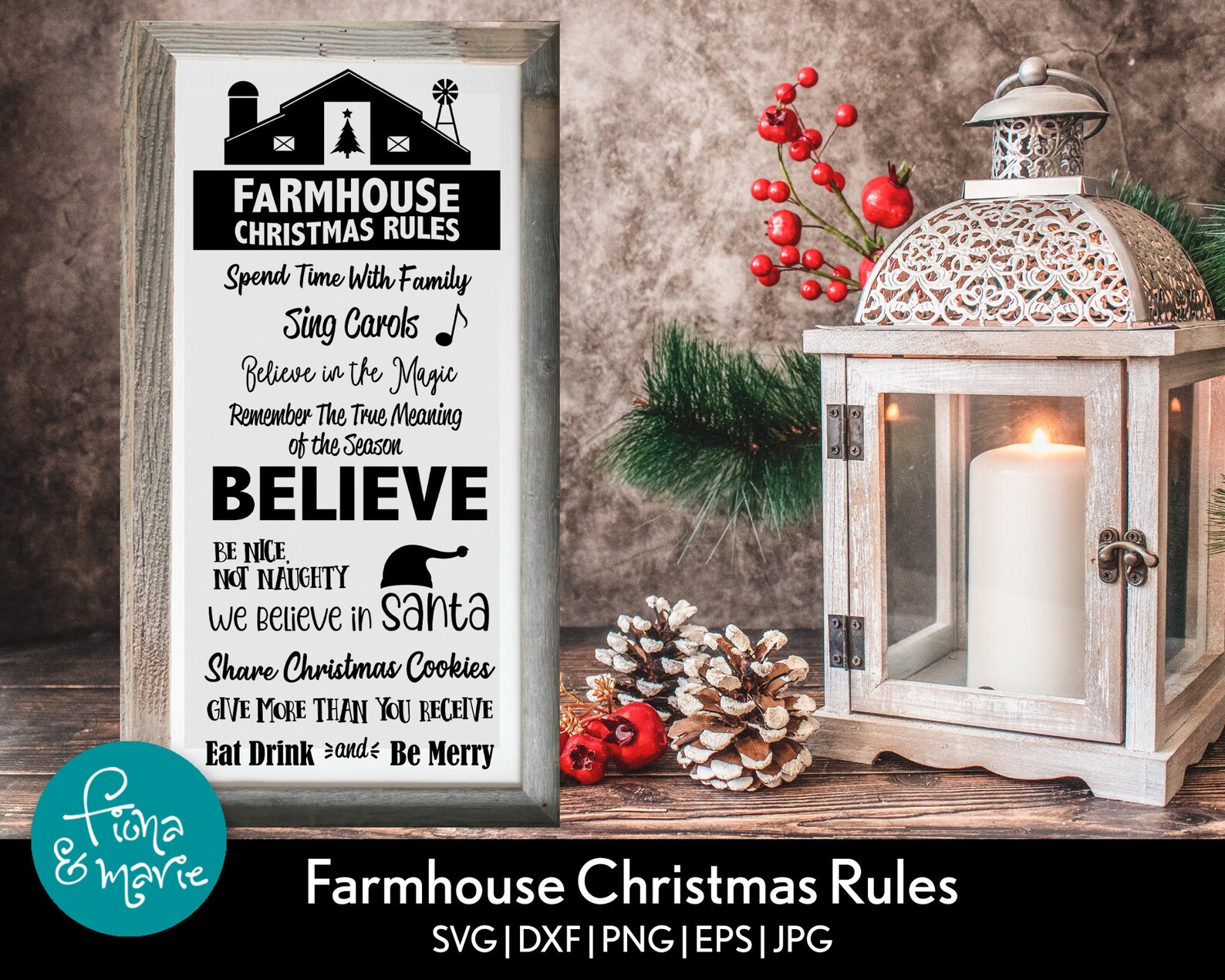 Farmhouse Christmas Rules Sign SVG | Holiday Decor (digital Download ...