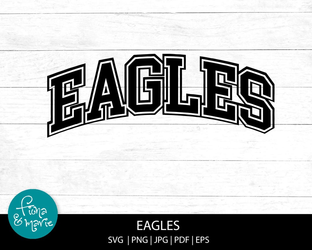 Eagles Arched Varsity Letters Svg, Png, Dxf, Jpg | Eagles Mascot Design ...