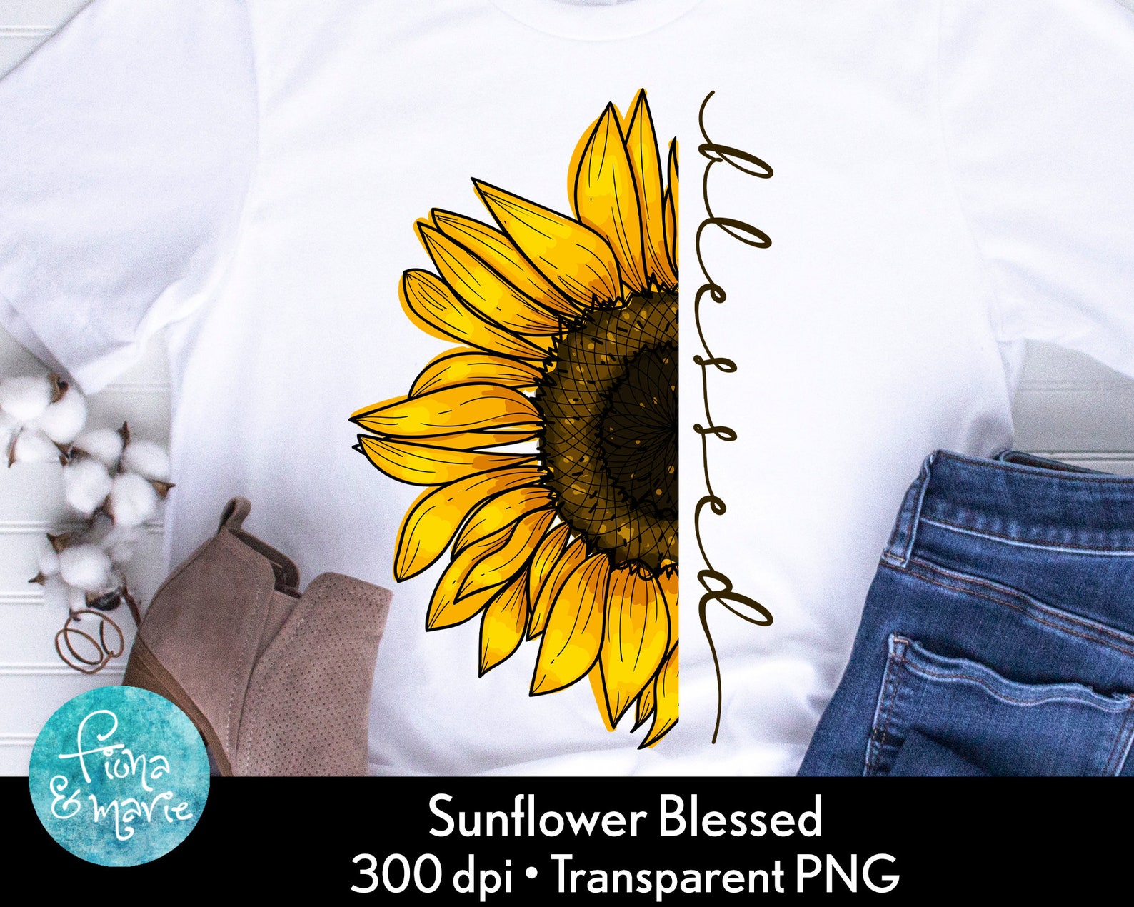 Sunflower Blessed Png Christian PNG Bible Verse PNG - Etsy