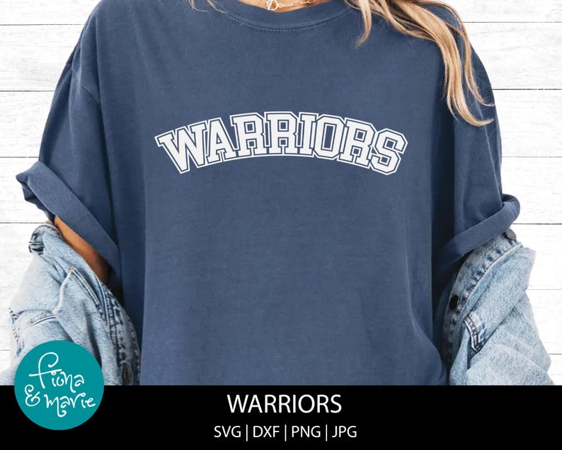 Warriors Mascot Arched Varsity Letters - SVG PNG Cut Files (digital ...