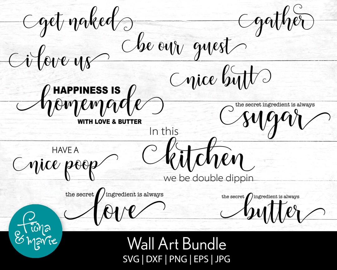 Wall Sign Bundle Svg | Bathroom Sign Svg | Kitchen Svg | Farmhouse ...