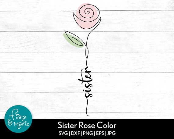Sister Cursive Type Rose Svg Abstract Design Sister Svg | Etsy
