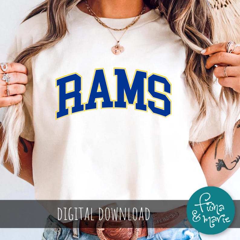 Rams Mascot SVG PNG: Arched Varsity Letters, Football Design (digital ...