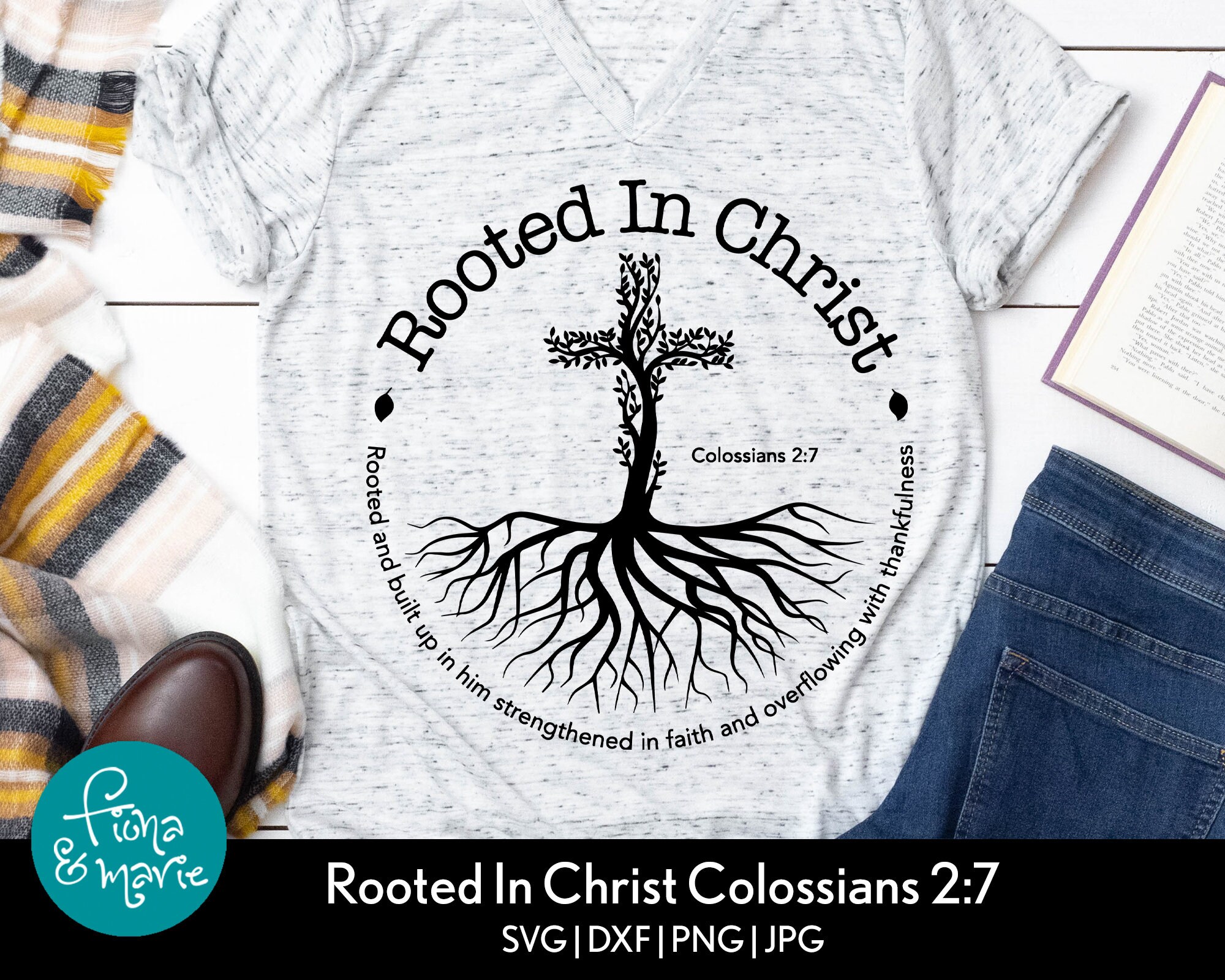 Rooted in Christ Bible Verse Svg Colossians 2:7 Svg | Etsy