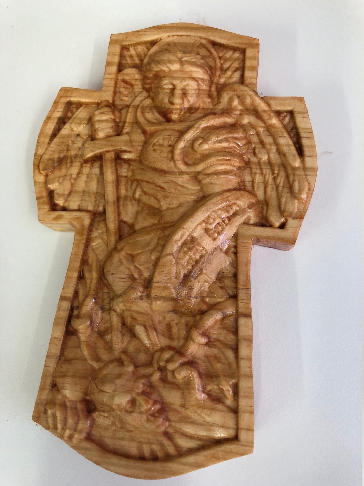 Religious Wood Carving Christian Arch Angel Michael Can be | Etsy