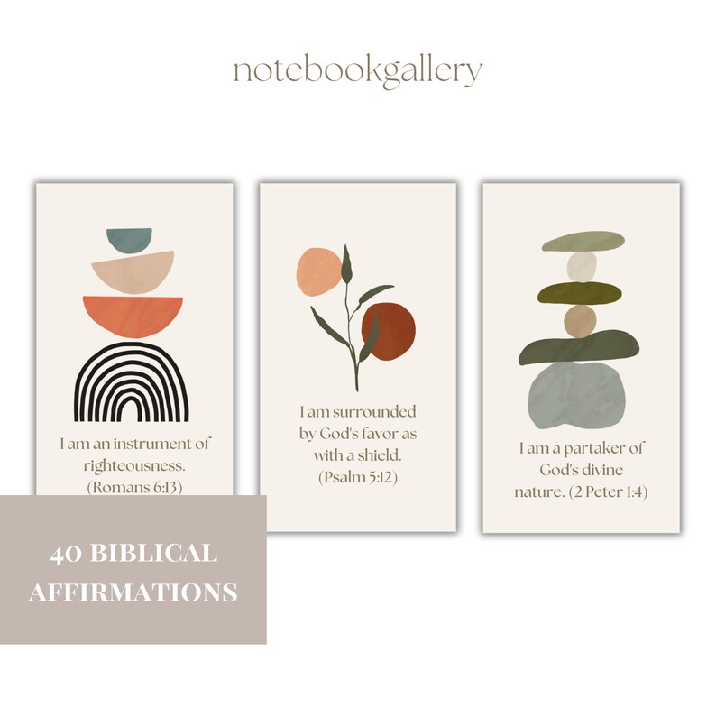 40 Colorful Biblical Affirmation Cards | Abstract Motifs | Faith ...