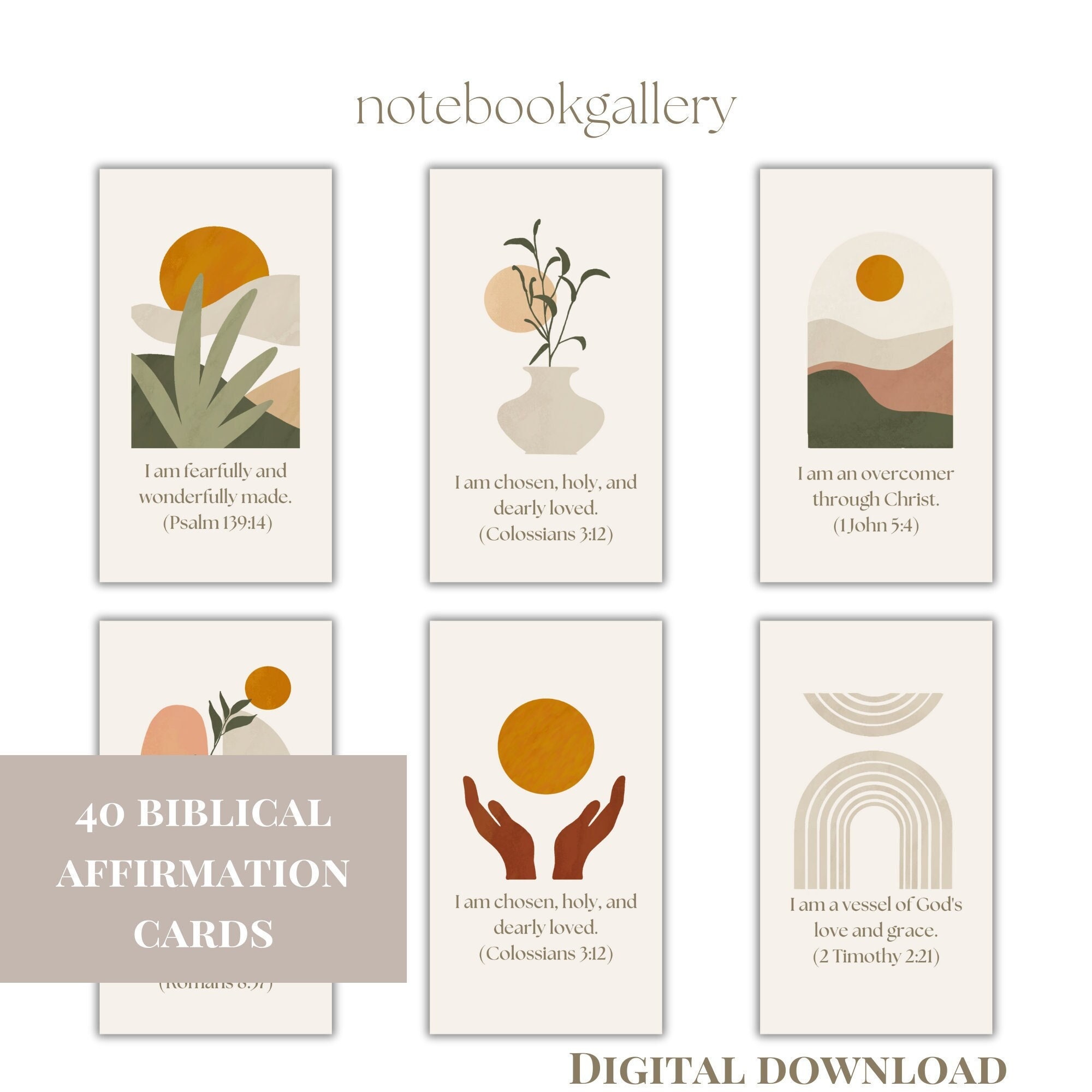 40 Colorful Biblical Affirmation Cards | Abstract Motifs | Faith ...