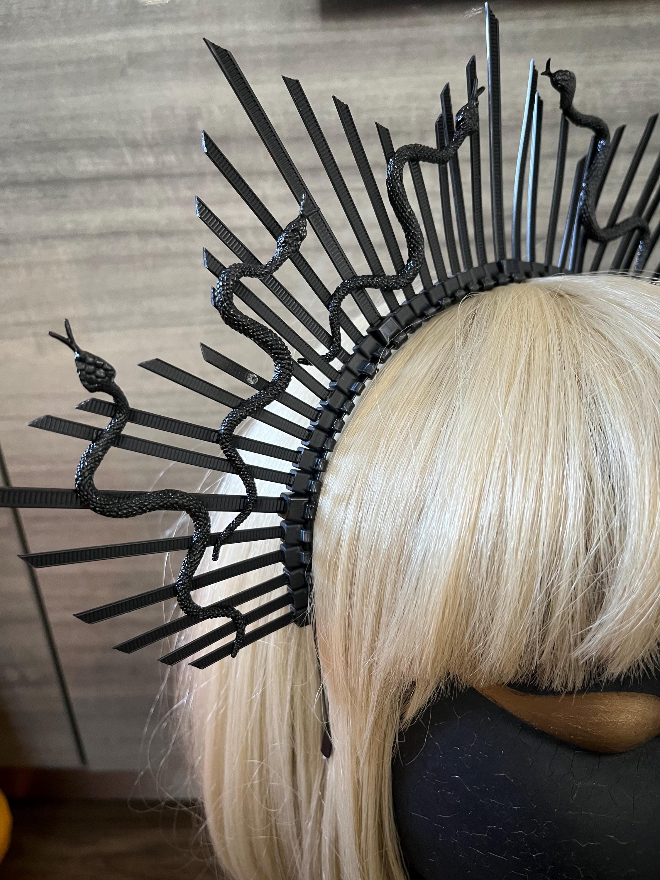 Halo Crown Black Medusa Snake Sunburst Tiara Gothic Headpiece Jewellery ...
