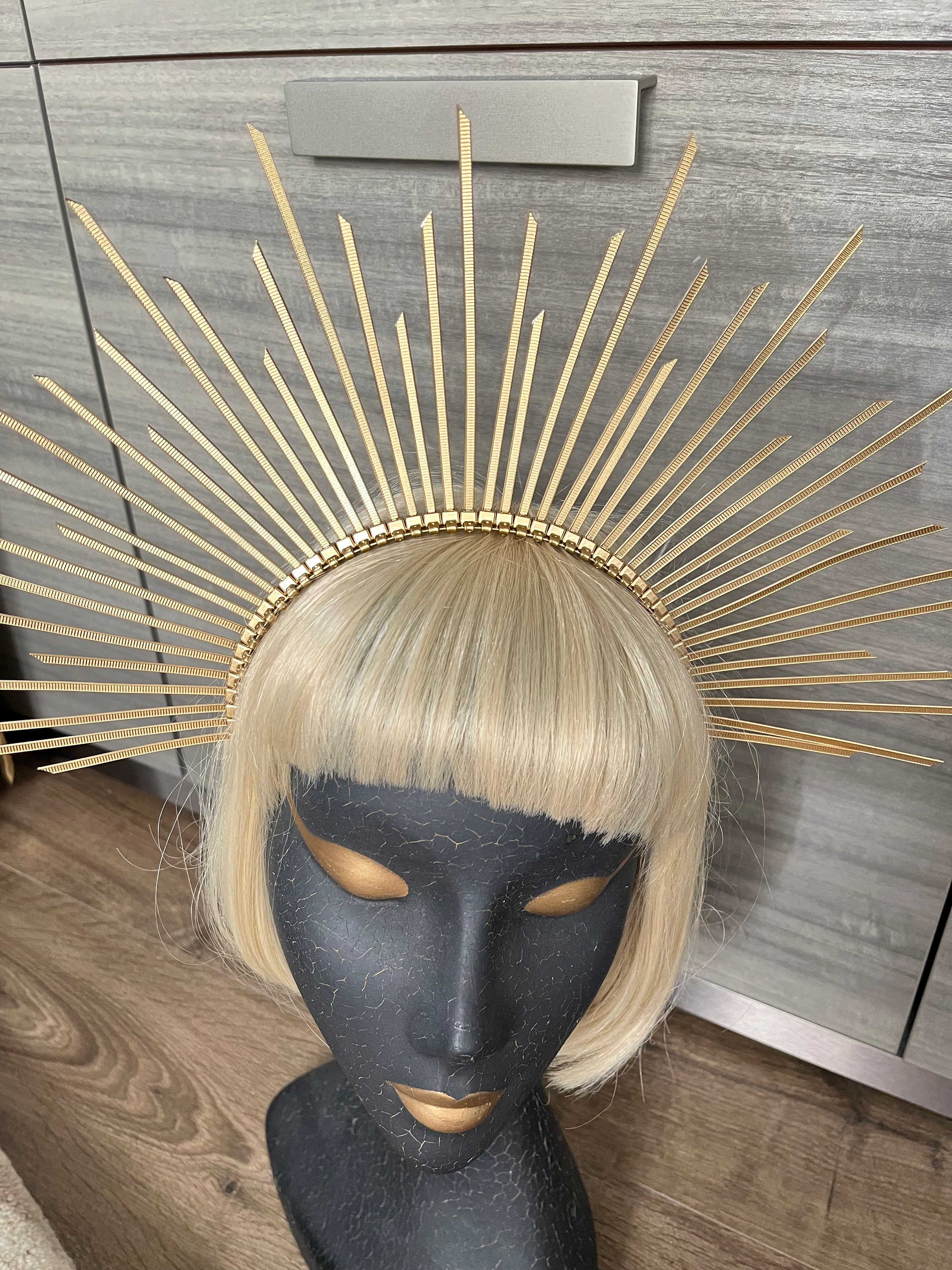 Halo Crown Sunburst Tiara Headpiece Gold Jewellery Crown Sun-gold ...