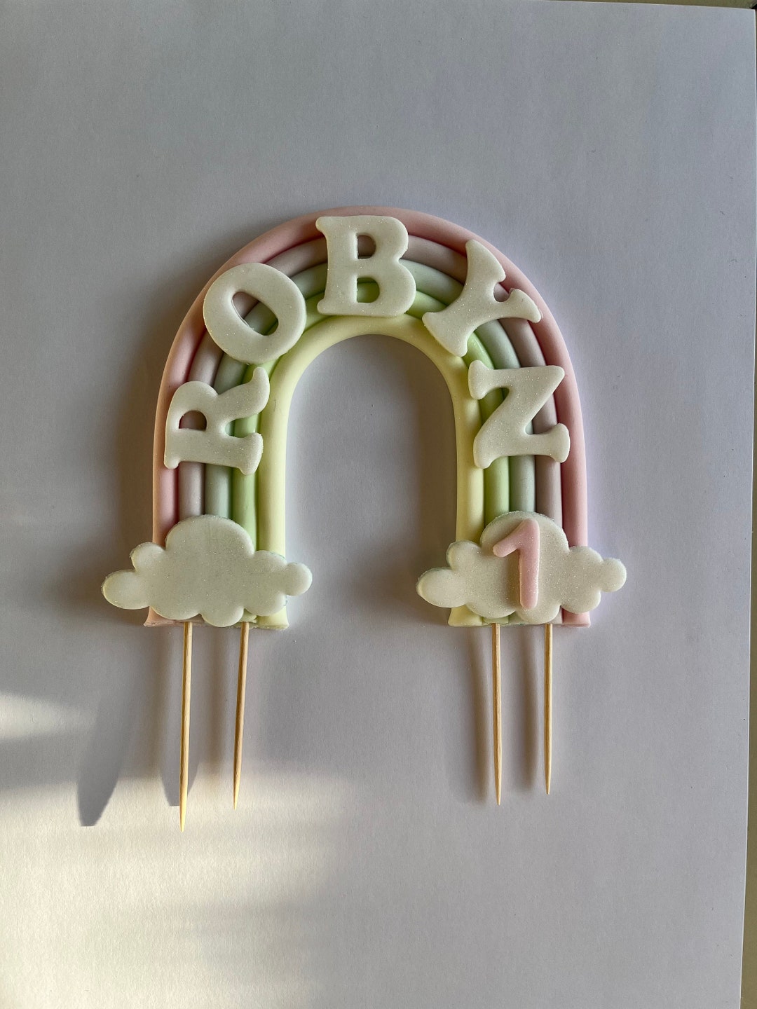 Edible Rainbow Cake Topper With Name and Number. Cake - Etsy
