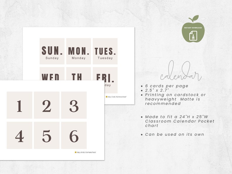 Simple Classroom Calendar Display | Moveable Calendar | Neutral Design ...