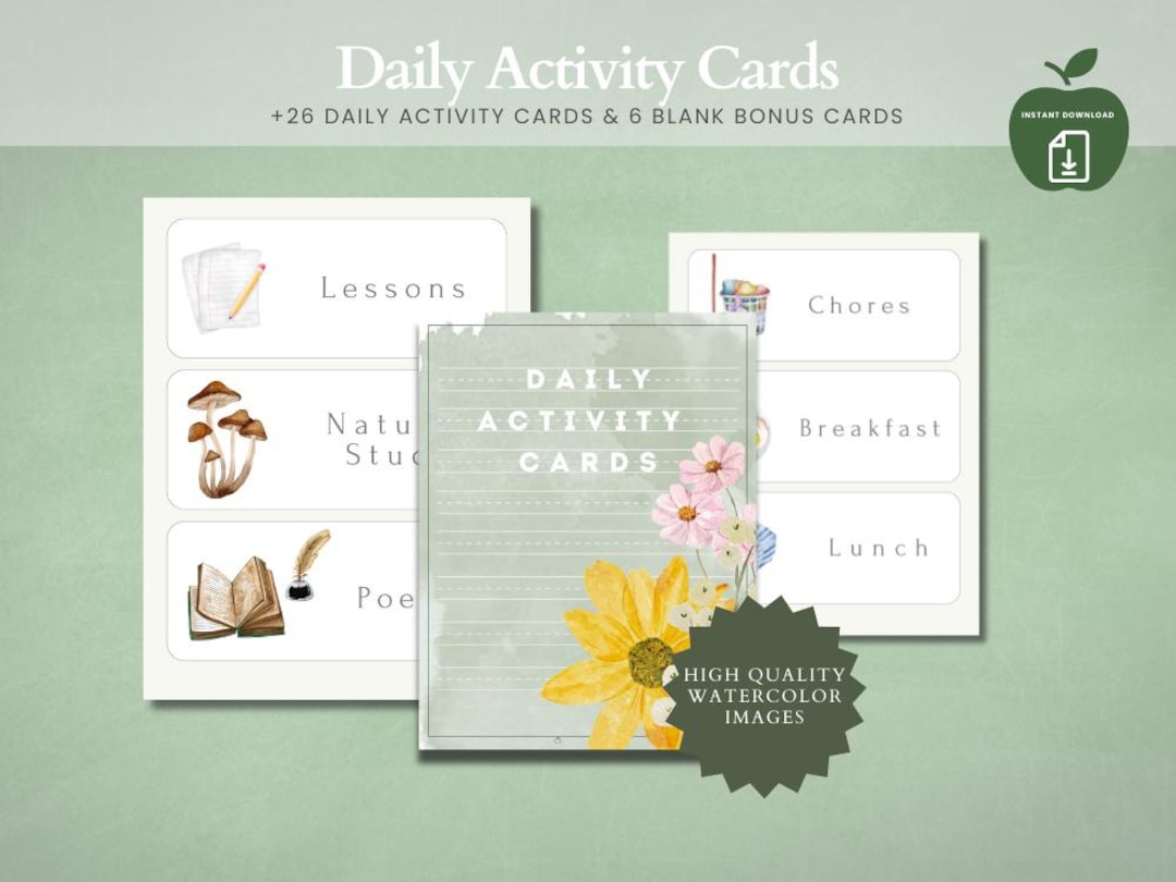 Daily Activity Cards | Daily Routine | Homeschool Schedule | Daily ...