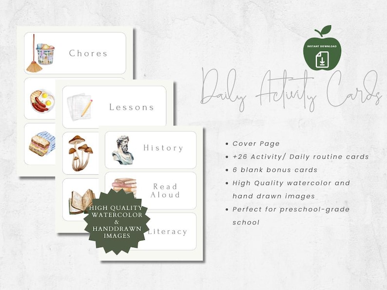 Daily Activity Cards | Daily Routine | Homeschool Schedule | Daily ...
