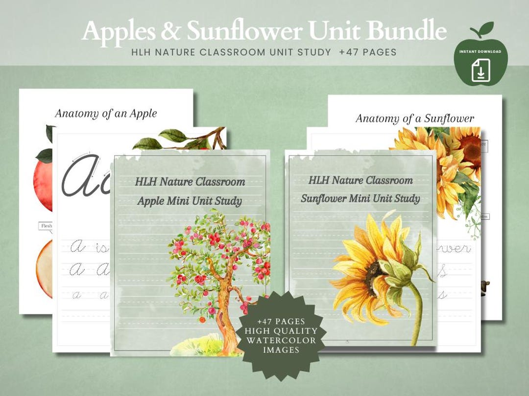 Apple & Sunflower Unit Bundle | Charlotte Mason | Homeschool | Nature ...
