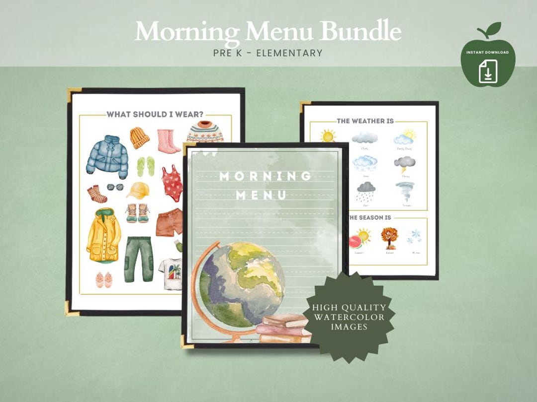 Morning Menu Bundle | Kindergarten | Homeschool Morning Basket ...