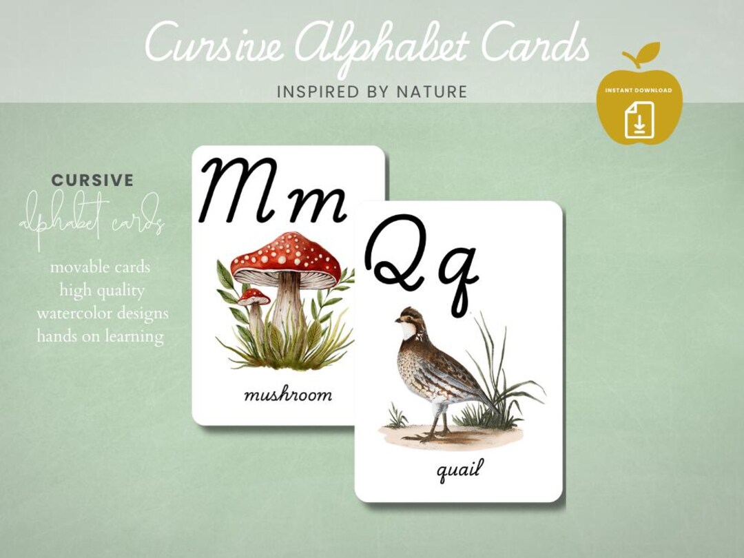 Cursive Alphabet Cards | Nature Inspired | Movable Alphabet | Cursive ...