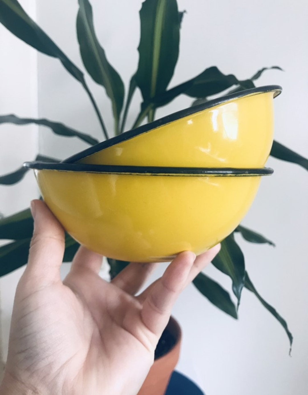 Vintage OTO Japan Yellow Enamelware Bowls - Etsy