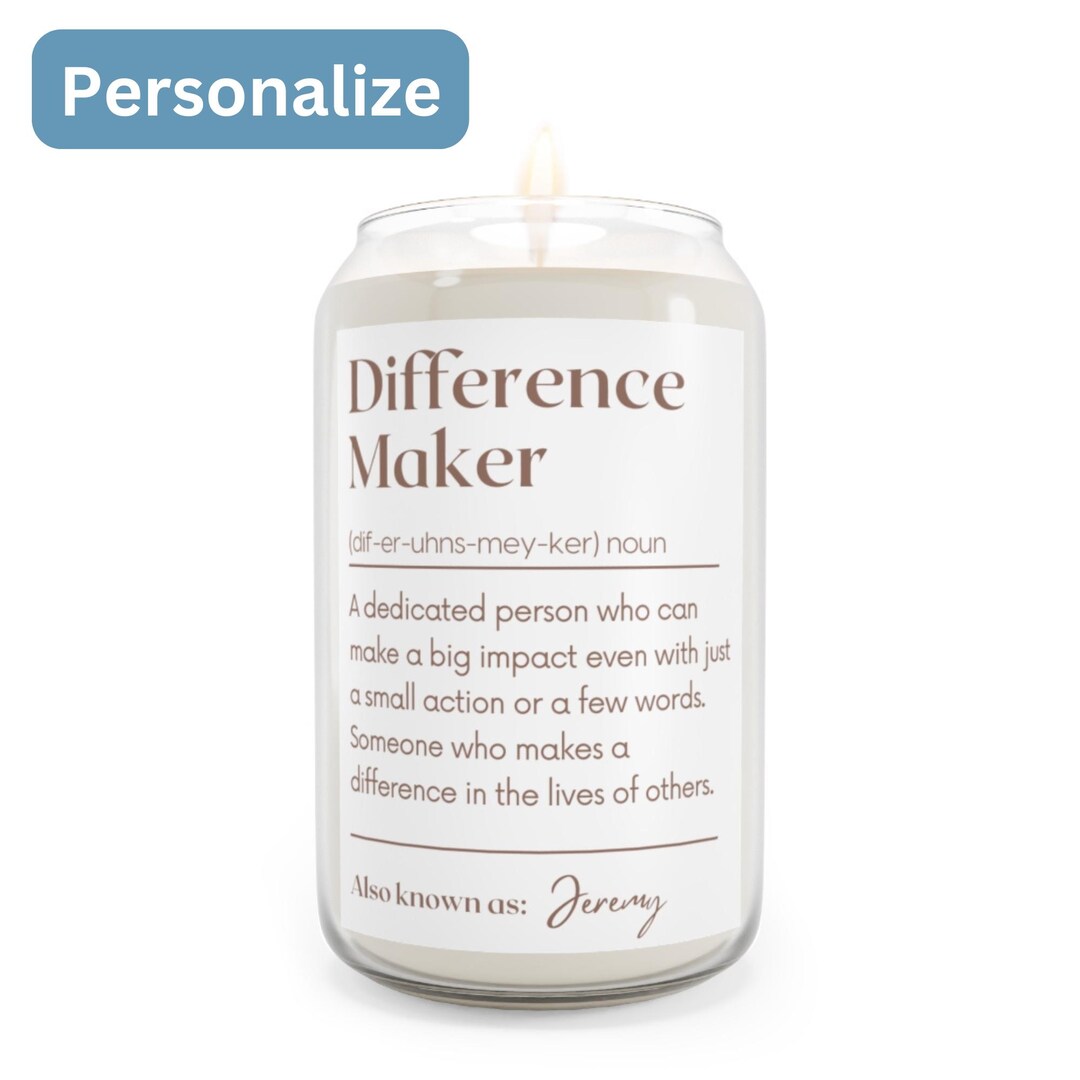 Personalized Difference Maker Candle, Custom Difference Maker Gift ...