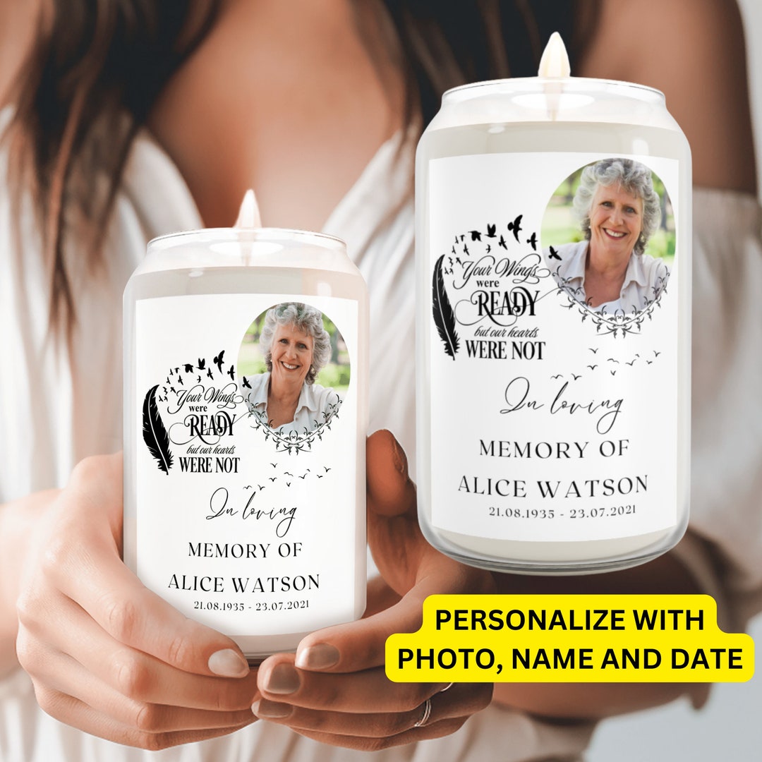 Memorial Candle With Picture Loved One Loss, Custom Memory Candle ...
