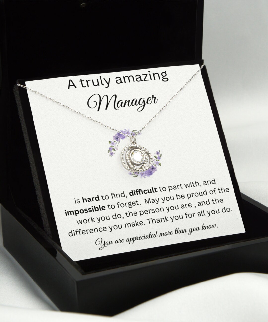 Manager Gift, A Truly Amazing Manager Double Crystal Circle Necklace ...