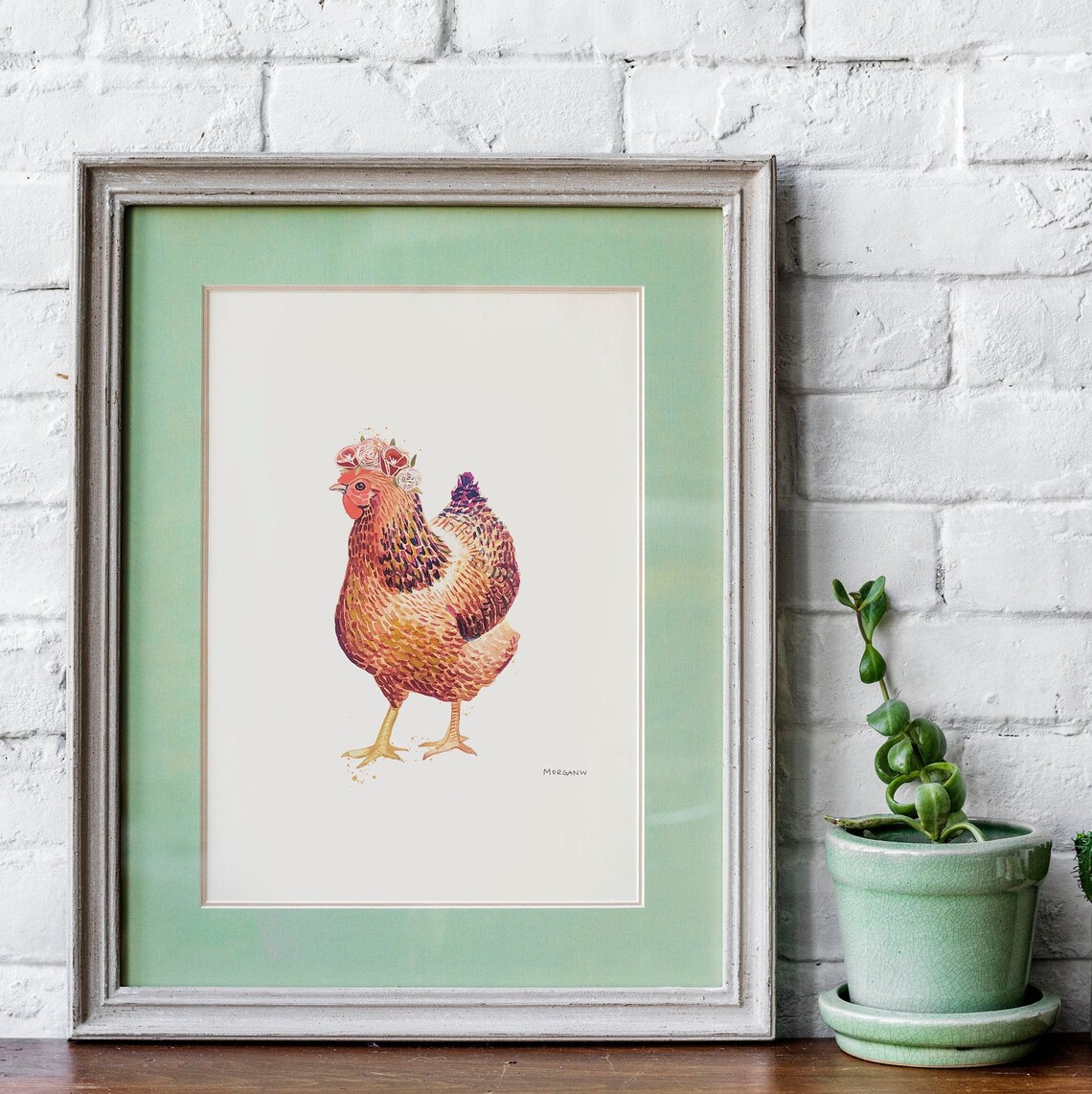 Chicken Watercolor Print Chicken Artwork Print 5x7 Art | Etsy