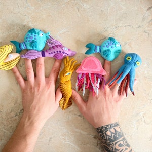 Ocean Finger Puppet Set Pout Pout Fish, Octopus Finger Puppet, Finger ...