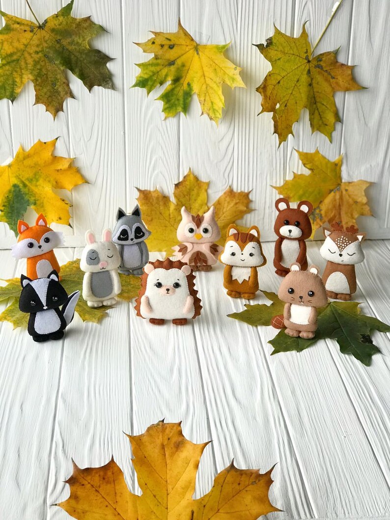 Woodland Felt Toys Baby Shower Decor Felt Forest Animals - Etsy