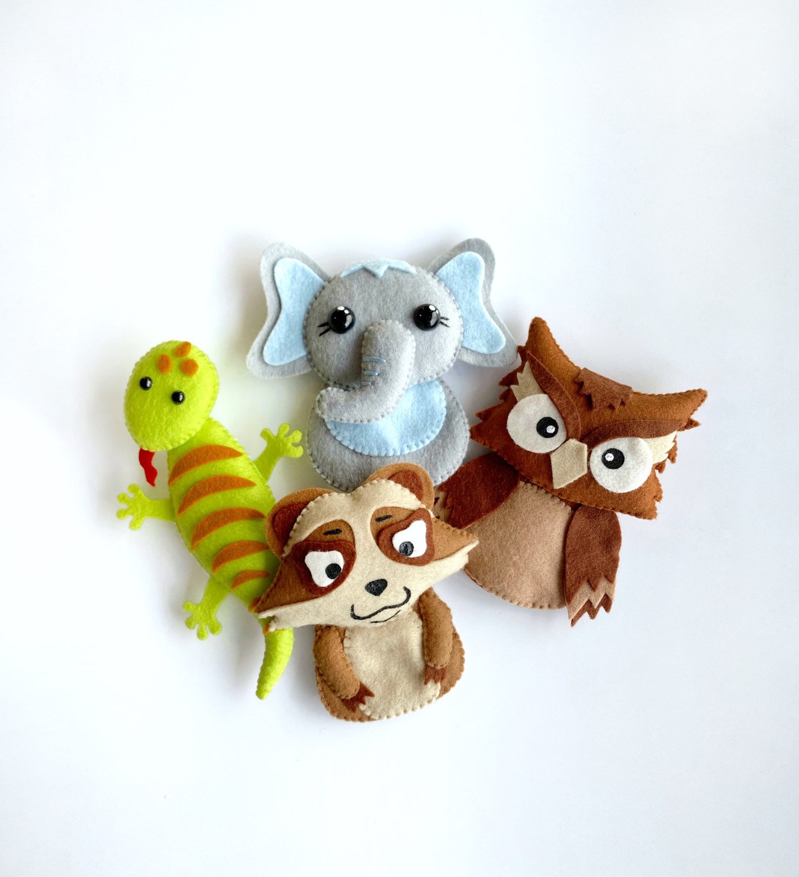 Finger Puppet Set With Safari Woodland Animals Elephant - Etsy